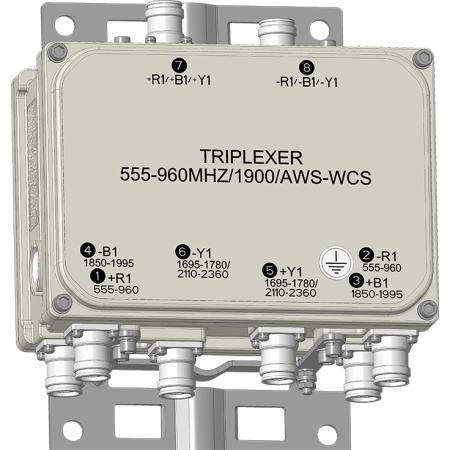 Kaelus, Inc. - TRIPLEXER 555-960MHZ/1900/AWS-WCS - TBC0082F1V74-1 - Tessco