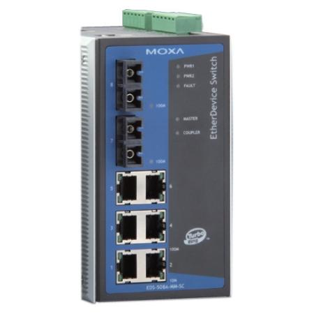 Moxa Americas Inc. - Industrial 6x10/100BaseT, 2xMM SC Managed Switch ...